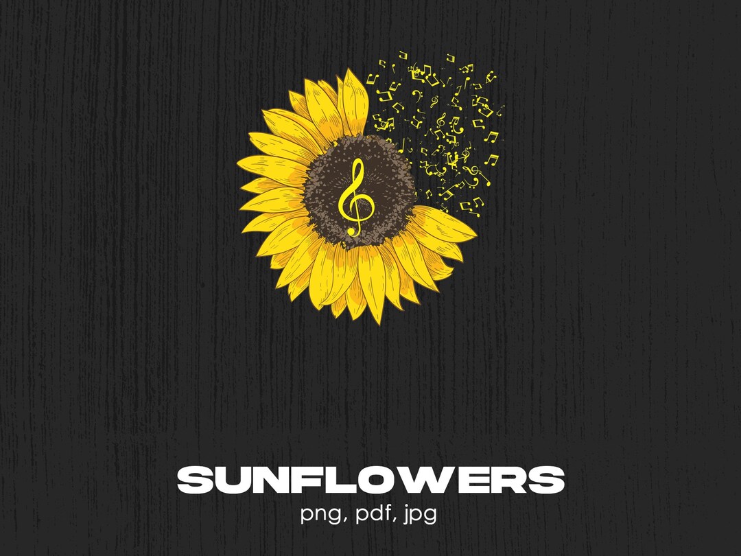 Sunflower Musical Notes Flower Digital Png File, Instant Download ...