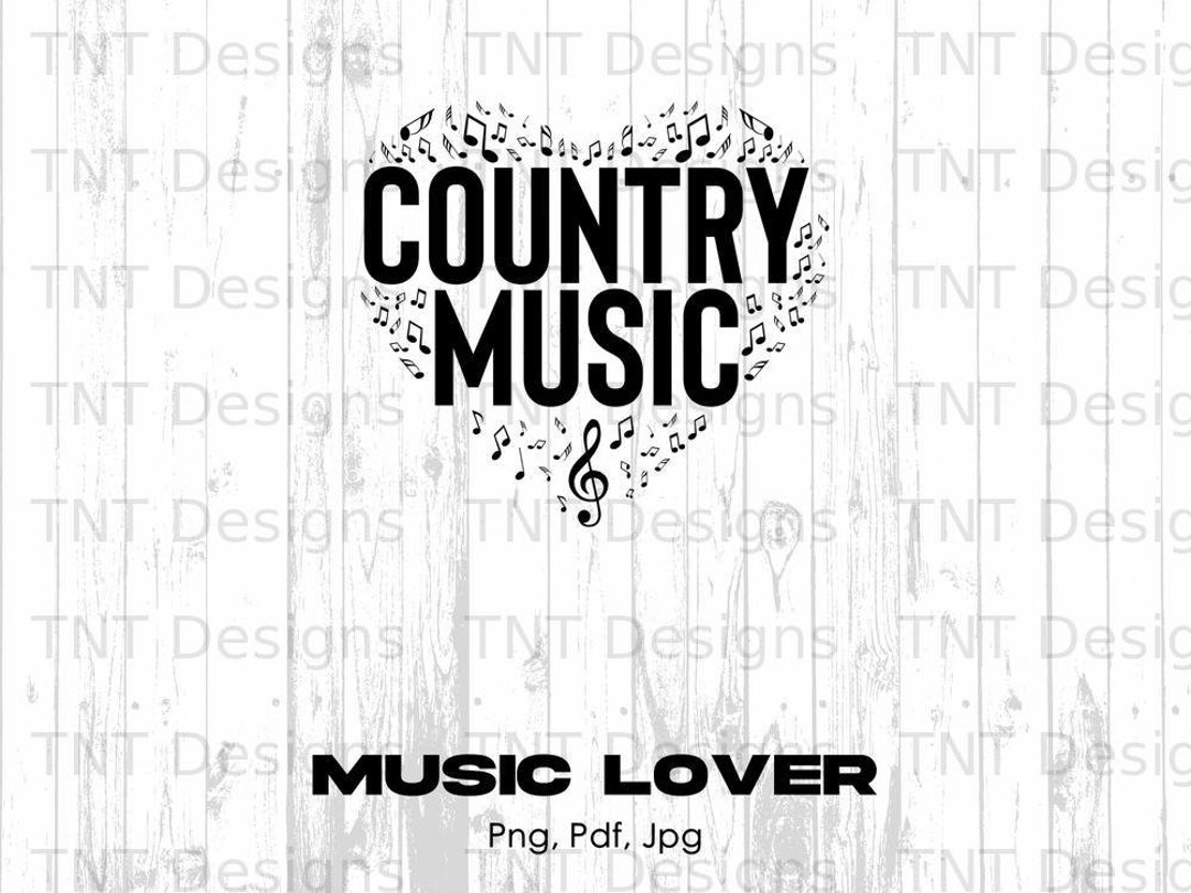 Country Music Lover Heart Music Notes Digital Png File Instant Download ...