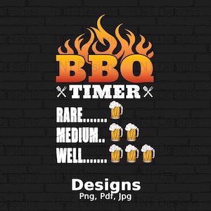 BBQ Timer Digital Png File, Instant Download, Barbecue T-shirt Design, Funny Grill Png, Grilling ...