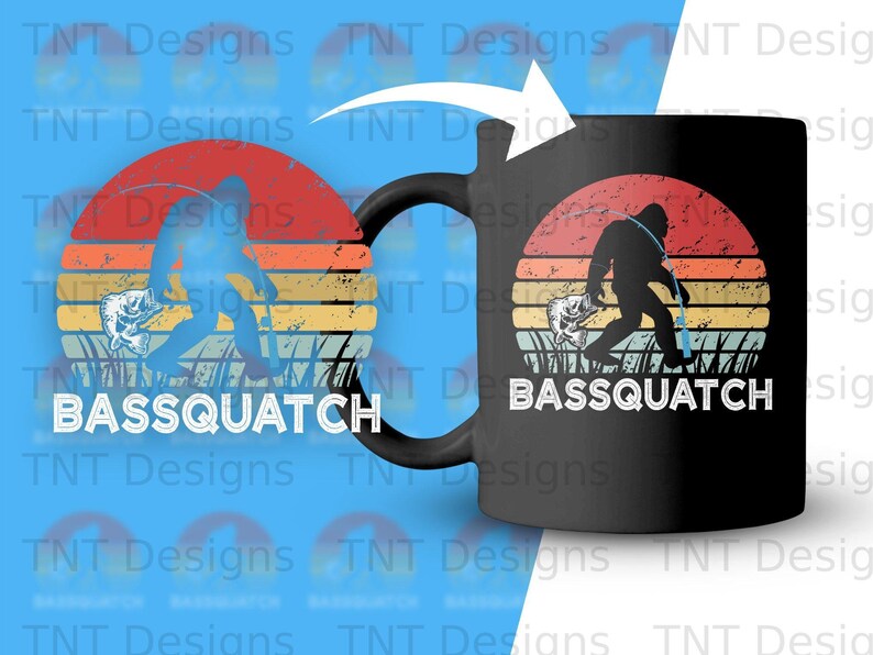 Bassquatch Digital Png File, Instant Download, Funny Bigfoot Fishing T ...