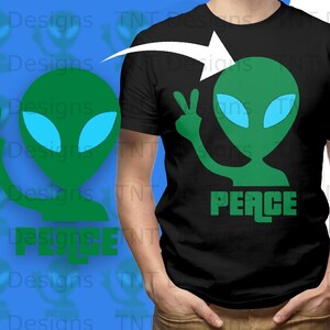 Alien Peace Sign Digital Png File, Instant Download, Funny Alien T ...