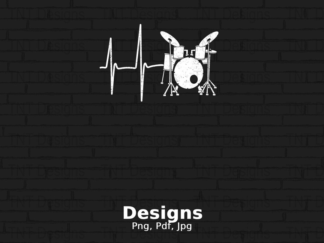 Drum Set Drummer Heartbeat Digital Png File, Drummer T-shirt Design ...