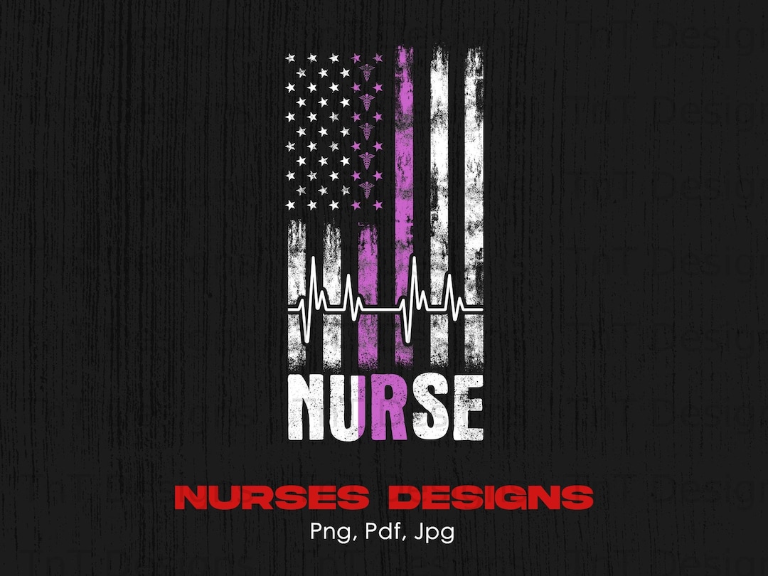 Nurse American Flag Vintage Purple Digital Png File, Instant Download ...