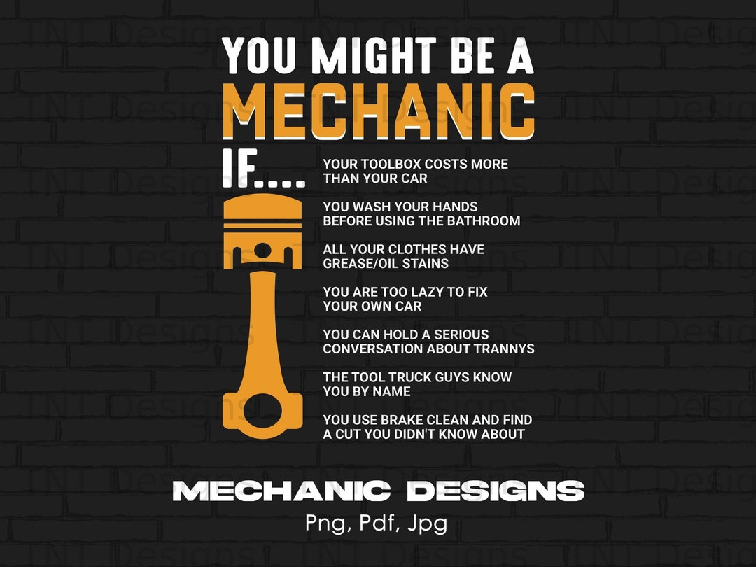 Funny Mechanics Sayings Digital Png File, Instant Download, Mechanic T ...
