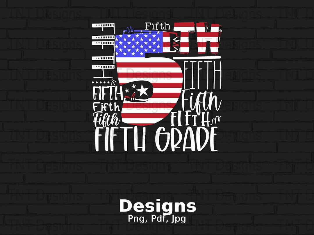 5th Grade American USA Flag Digital Png File, Instant Download, Fifth ...
