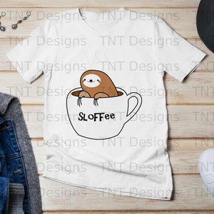 Sloffee Funny Coffee Lover Sloth Digital Png File, Instant Download ...