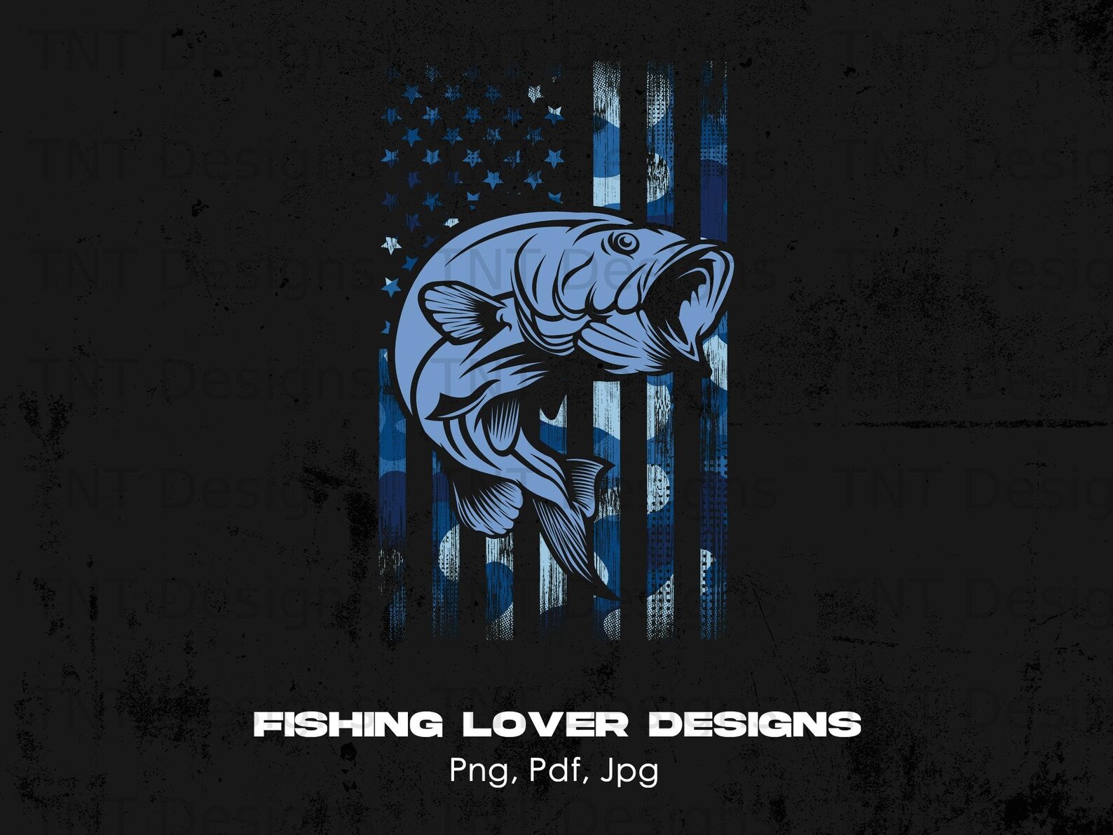 Bass Fish American Flag Digital Png File Instant Download - Etsy