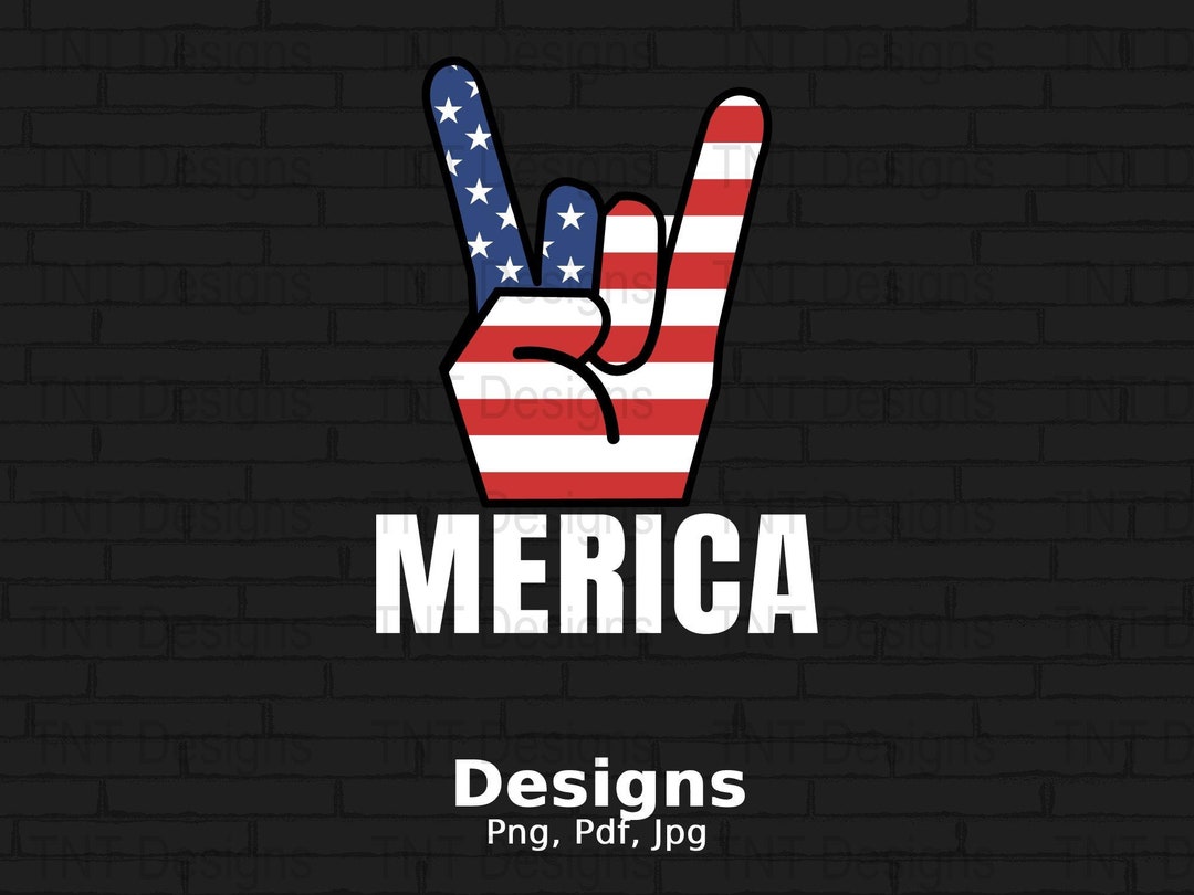 4th of July Merica Rock on Hand Sign Digital Png File, Instant Download ...