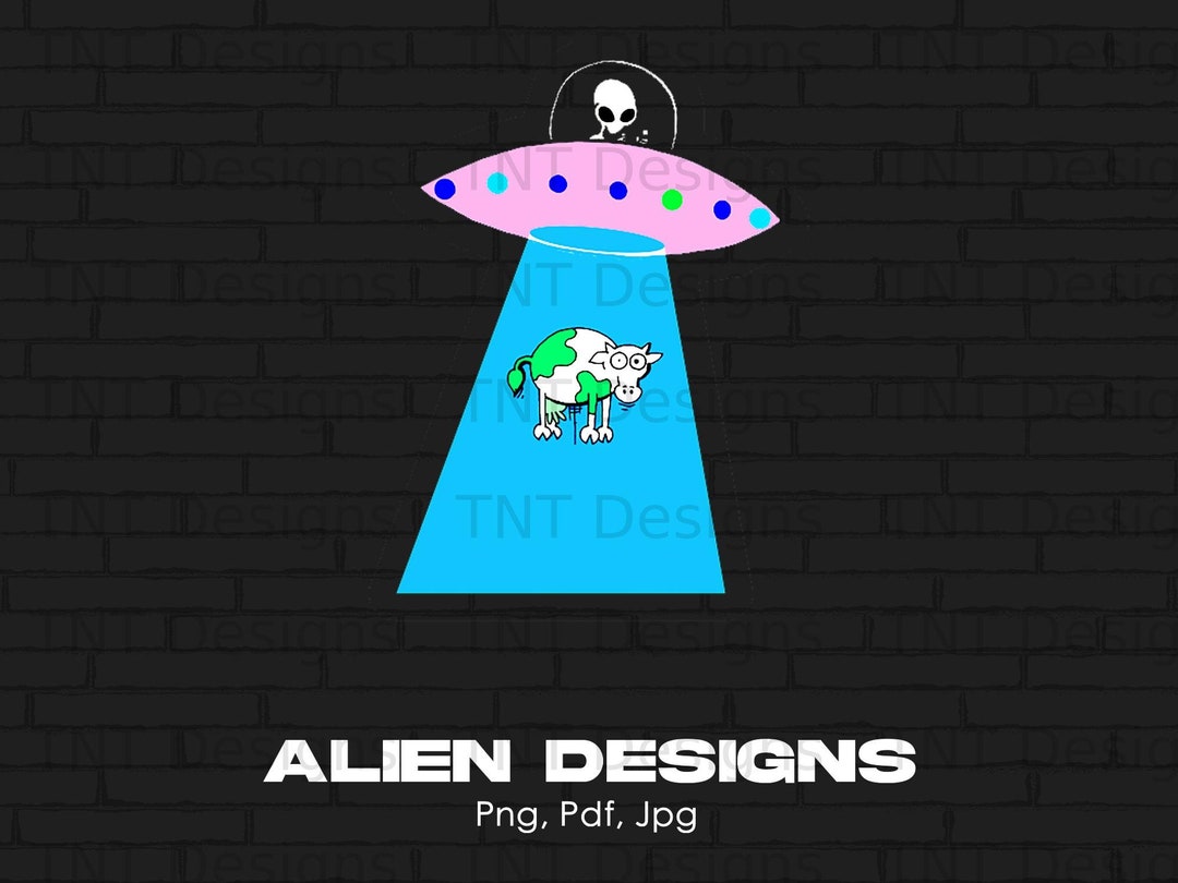 Alien UFO Extraterrestrial Cow Abduction Digital Png File, Instant ...