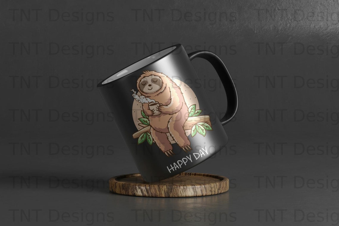 Happy Day Sloth Digital Png File, Instant Download, Sloth Drinking ...