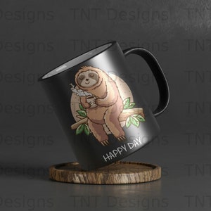 Happy Day Sloth Digital Png File, Instant Download, Sloth Drinking ...