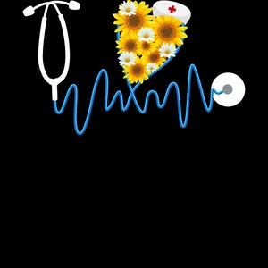 Floral Sunflowers Stethoscope Digital PNG File, Instant Download, Nurse ...