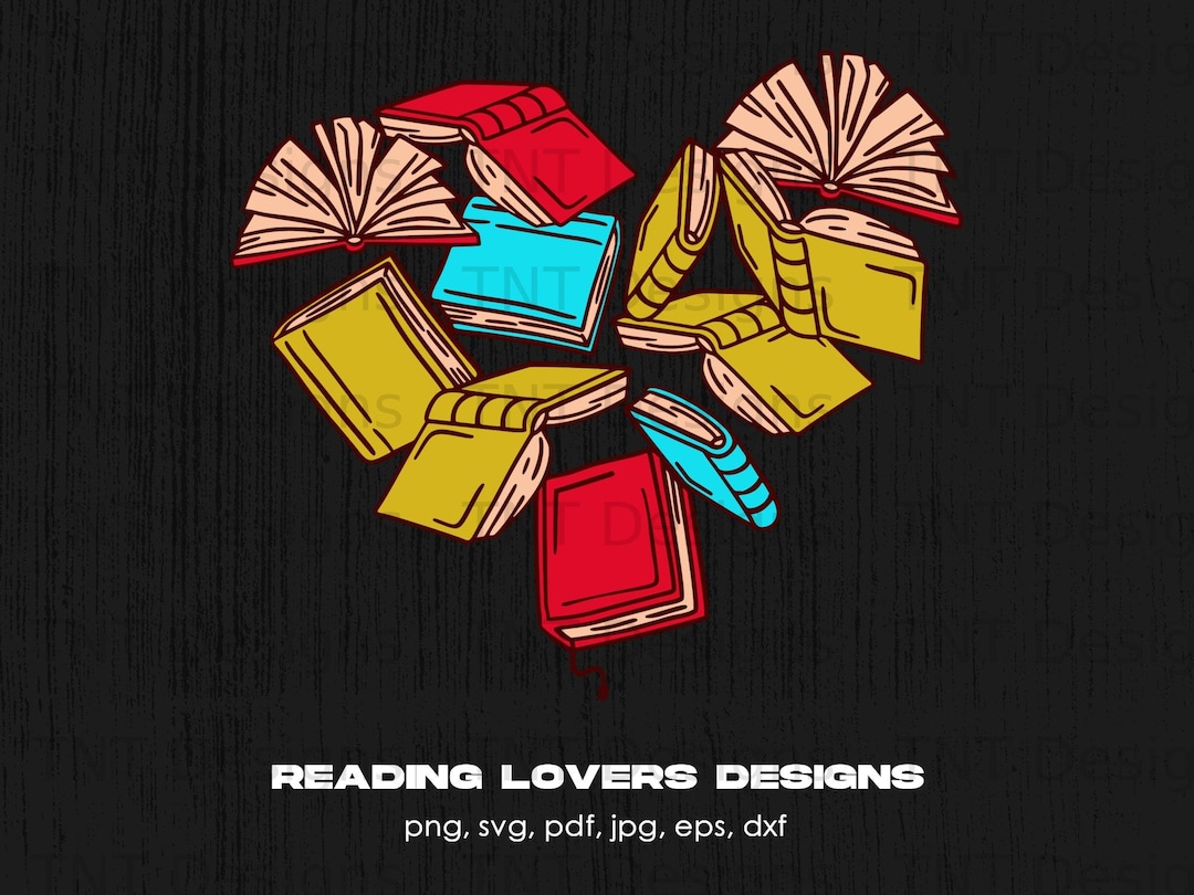 Reading Lover Books Heart Digital Png File, Instant Download, Book ...
