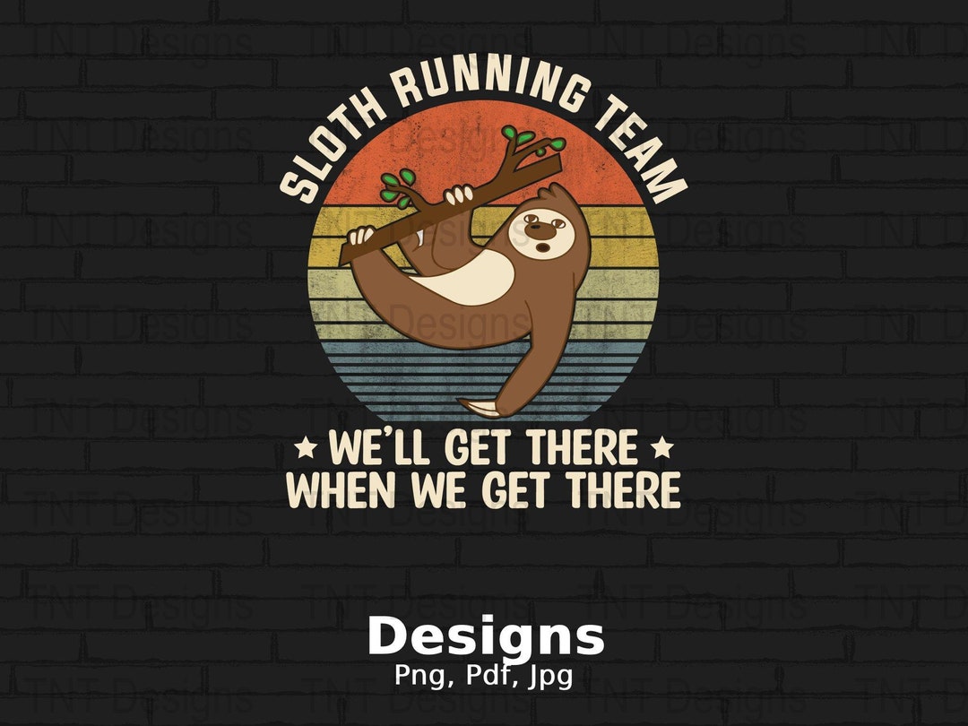 Vintage Sloth Running Team Digital Png File, Instant Download, Funny ...