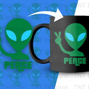 Alien Peace Sign Digital Png File, Instant Download, Funny Alien T ...