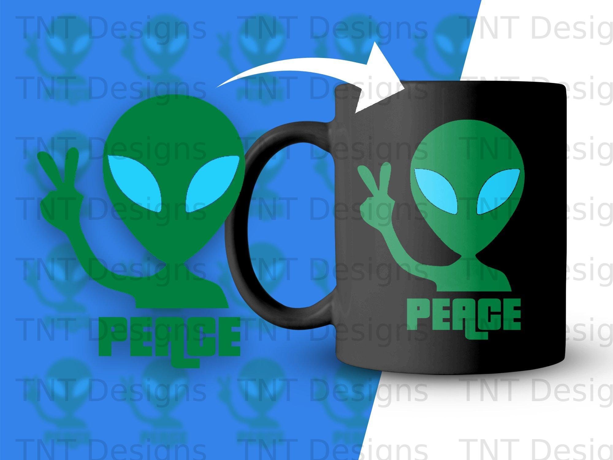 Alien Peace Sign Digital Png File, Instant Download, Funny Alien T ...