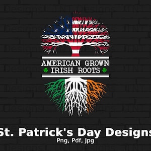 American Grown Irish Roots US Flag Png Digital File Instant Download ...