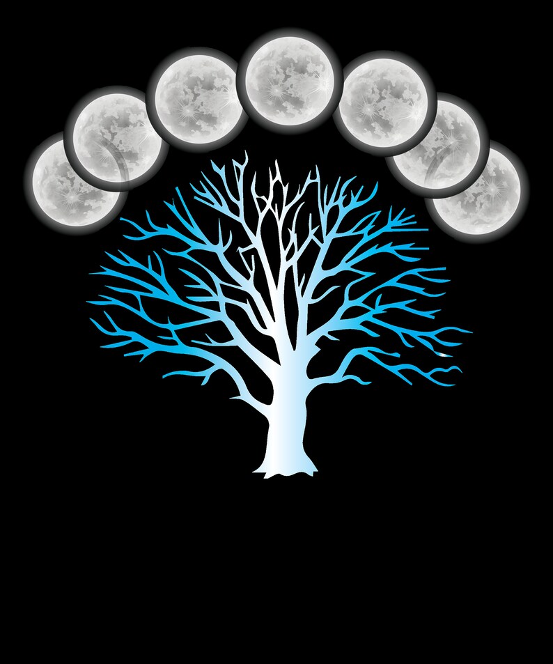 Phases of the Moon Life Tree Digital Png File Instant - Etsy