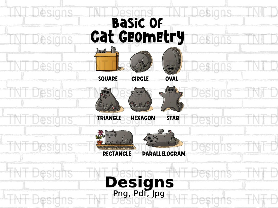 Basic of Cat Geometry Digital Png File, Instant Download, Cat Lover T ...