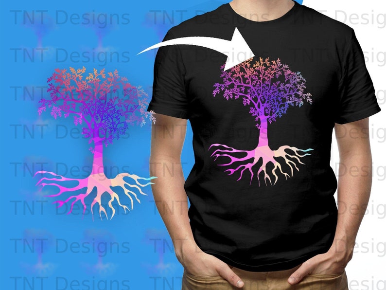 Colorful Tree With Roots Digital Png File Instant Download, Vintage ...