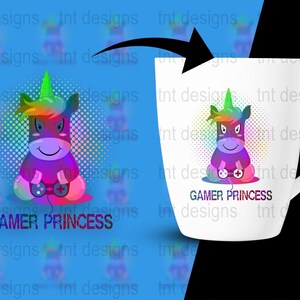 Gamer Princess Digital Png File, Instant Download, Gaming Unicorn T ...