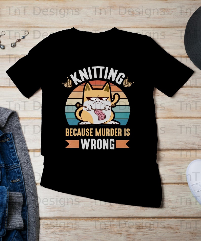 Funny Knitting Cat Lover Digital Png File Instant Download, Crafter ...