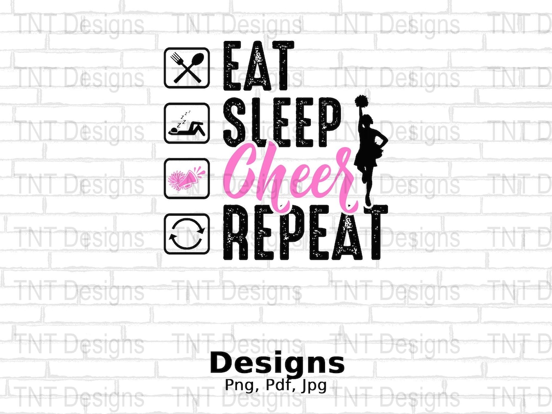 Eat Sleep Cheer Repeat Digital Png File, Instant Download, Cheerleading ...