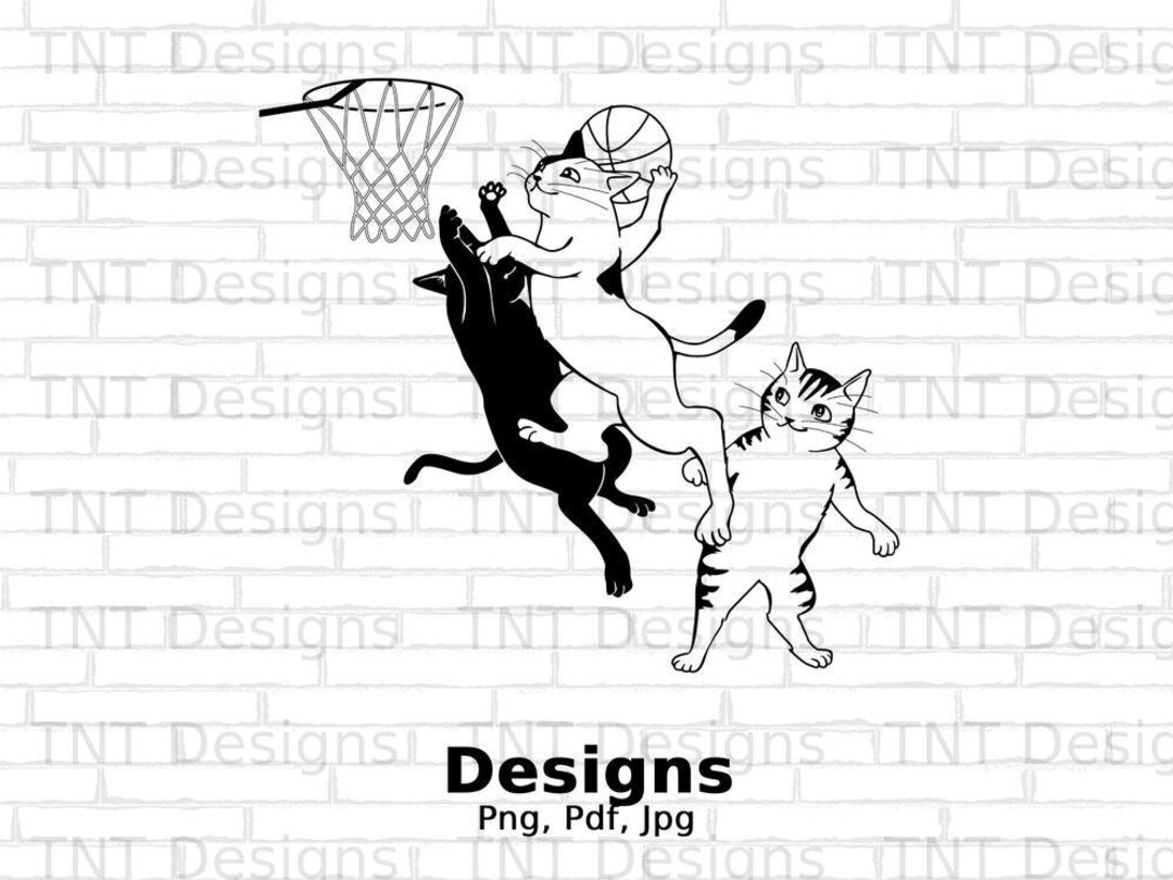 Cats Playing Basketball Png Digital File Instant Download, Funny Cat ...
