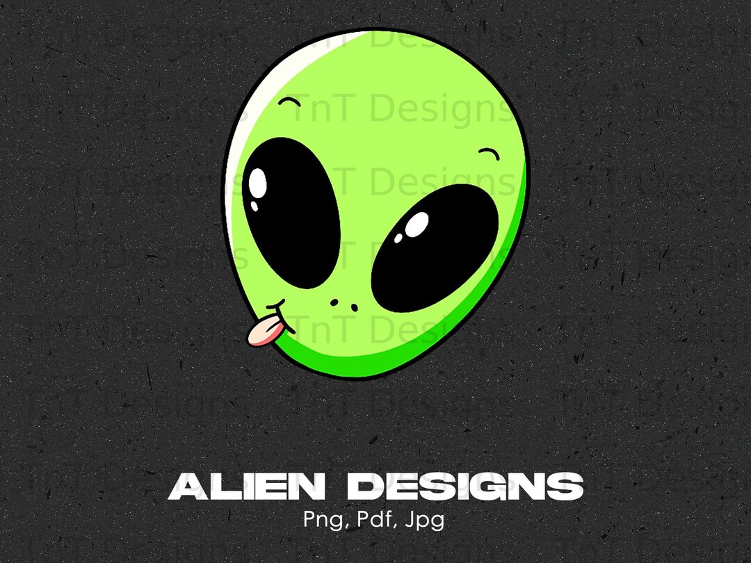Cute Green Alien Digital Png File, Instant Download, Funny Alien T ...