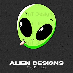 Cute Green Alien Digital Png File, Instant Download, Funny Alien T ...