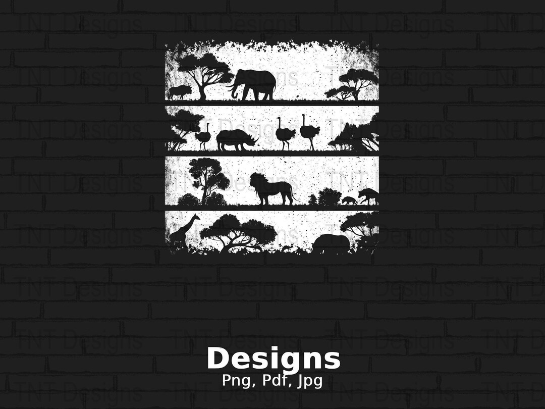 African Animals Digital Png File, Vintage Zoo Animals Sunset T-shirt ...
