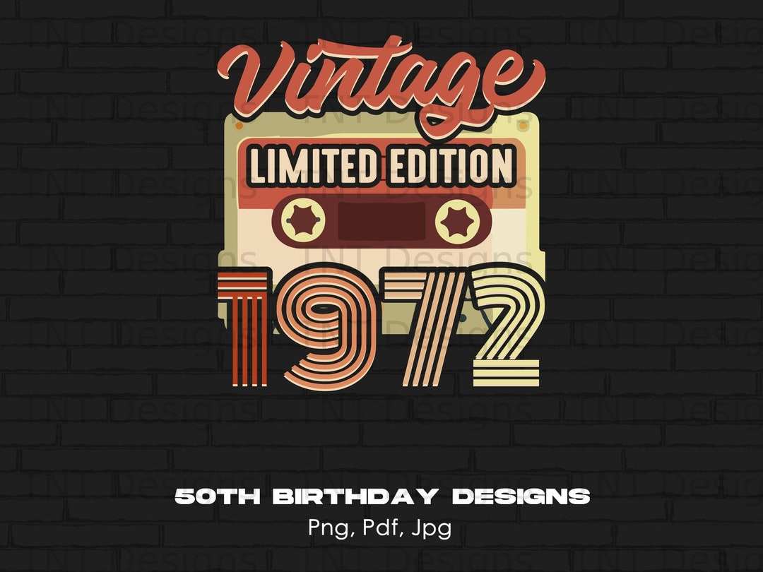 Vintage Limited Edition 1972 Digital Png File Download, Retro Cassette ...