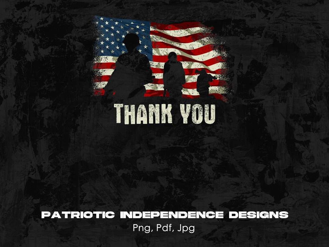 Patriotic American Flag Thank You Digital Png File Instant - Etsy