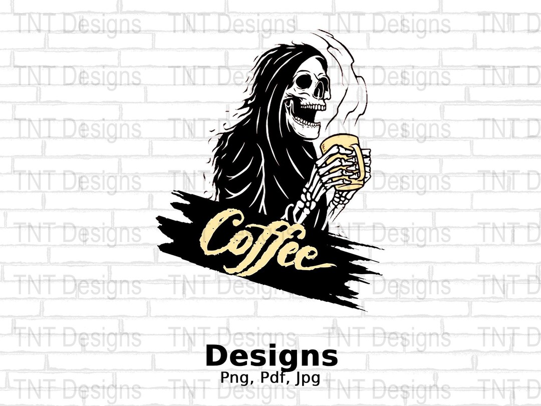 Skeleton Drinking Coffee Digital Png File, Instant Download, Skeleton T ...