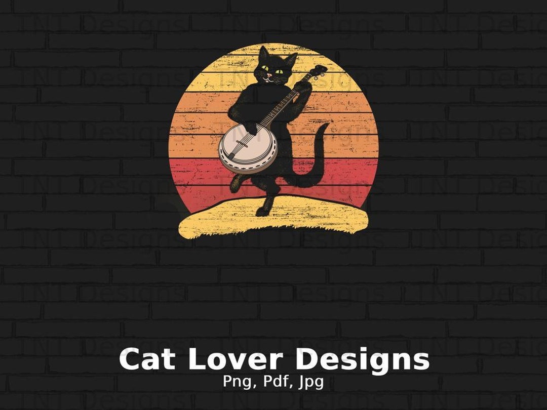 Funny Cat Playing Banjo Digital Png File, Instant Download, Vintage ...
