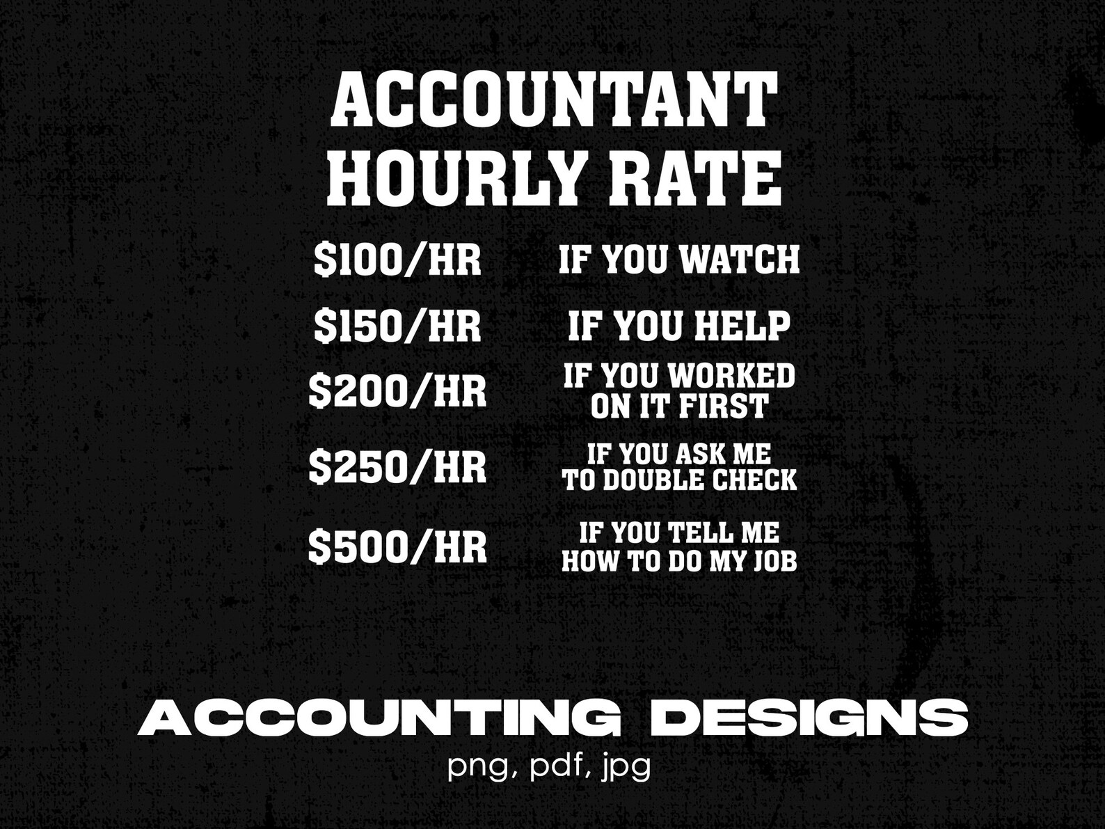 Accountant Hourly Rate Digital File Download Png Pdf Jpg - Etsy