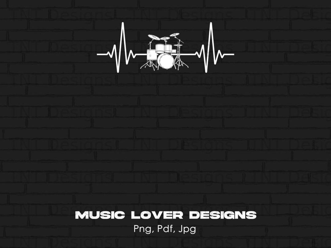 Drum Set Drummer Heartbeat Digital Png File, Instant Download, Drummer ...