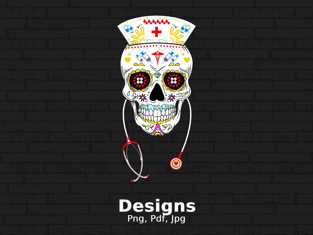 Nurse Skull Digital Png File, Instant Download, Stethoscope RN Medical ...