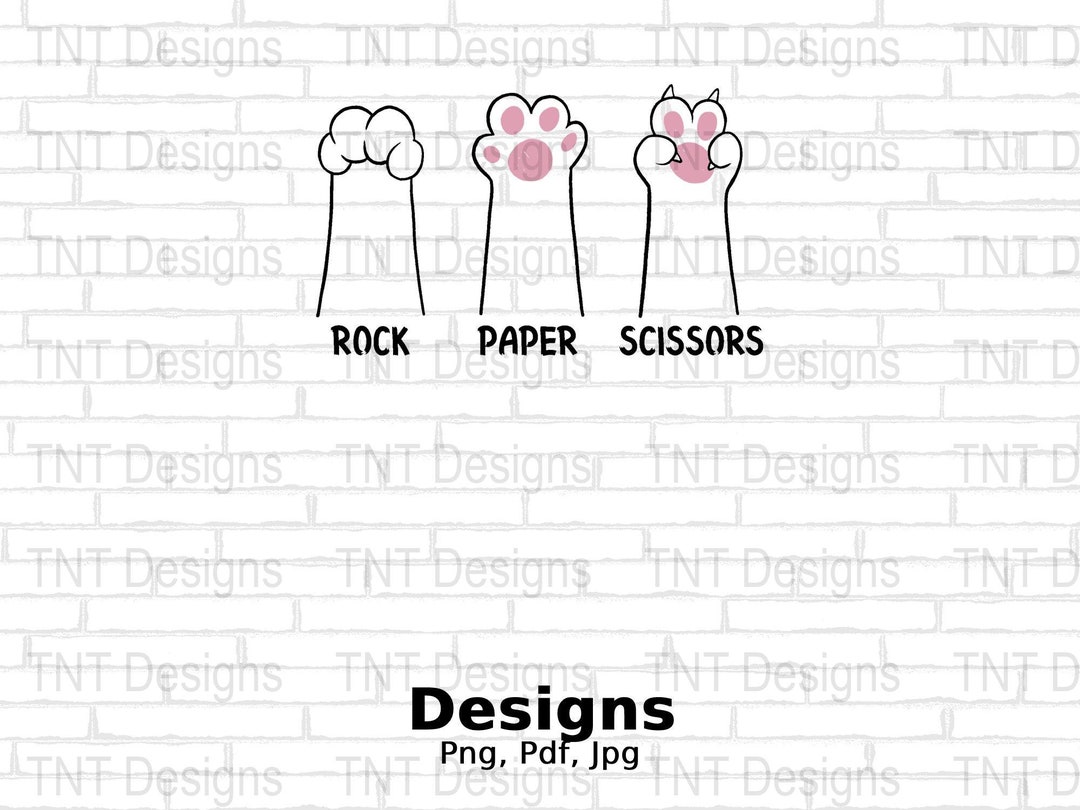 Cat Paws Rock Paper Scissors Hand Game Digital Png File, Instant ...