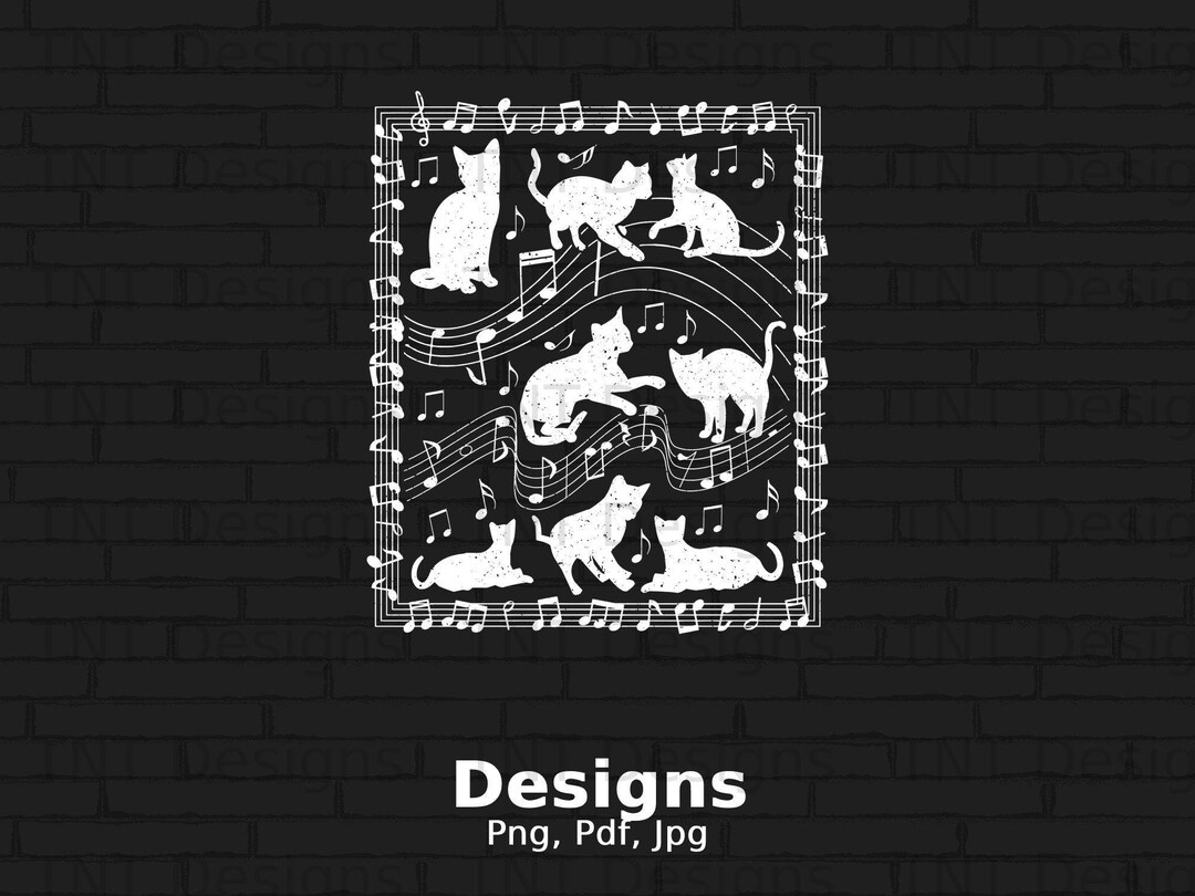 Cats Playing With Musical Notes Digital Png File, Instant Download ...