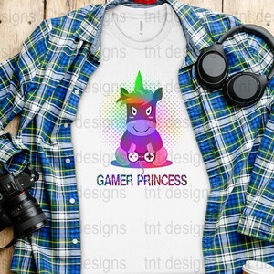 Gamer Princess Digital Png File, Instant Download, Gaming Unicorn T ...