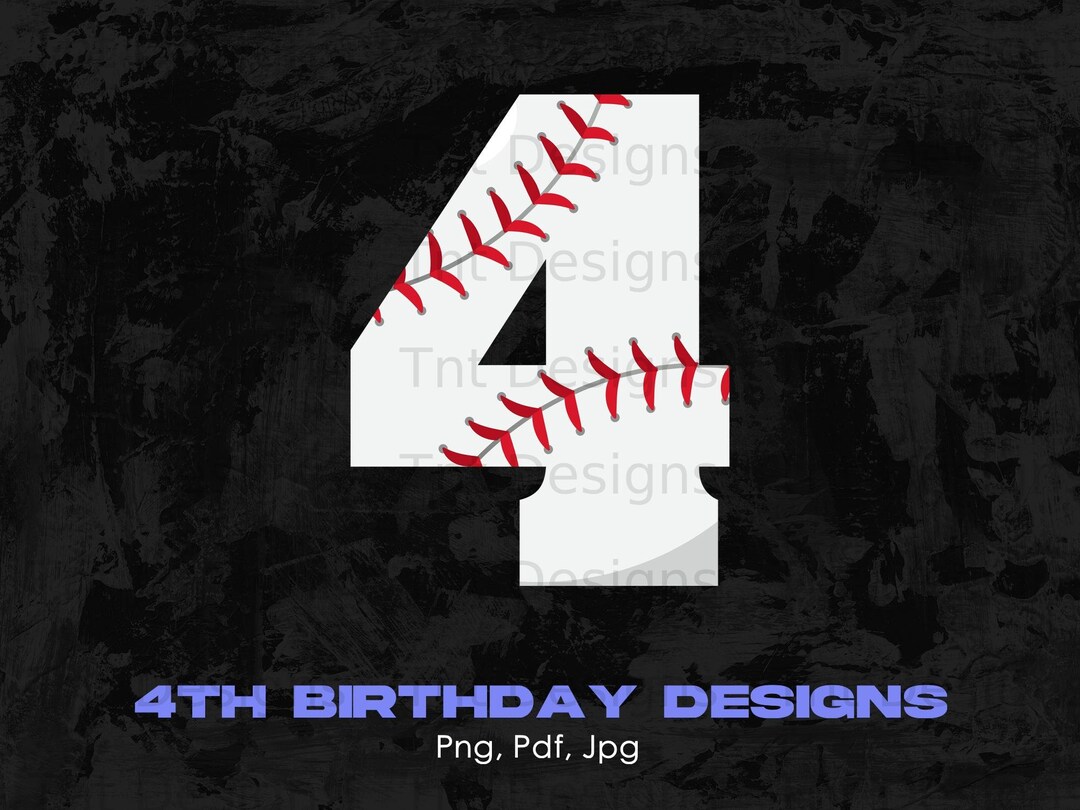 4th Birthday Baseball Digital Png File, Instant Download, Kids Four Png ...