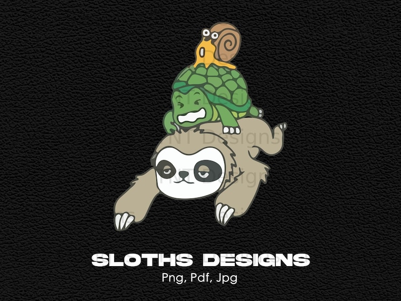 Sloth Turtle Snail Png Digital File Instant Download Cute - Etsy