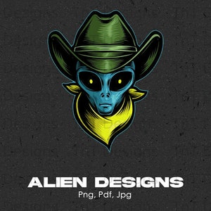 Cowboy Hat Alien Digital Png File Instant Download, Alien Cowboy T ...