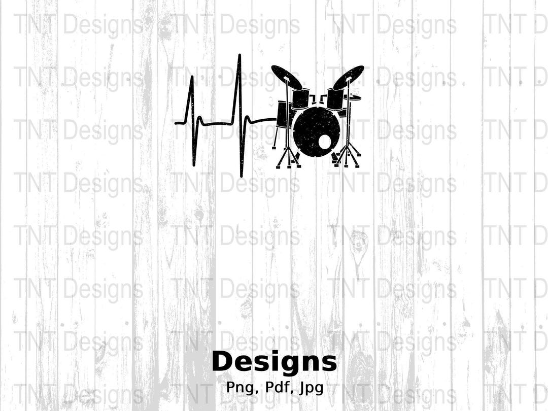 Drum Set Drummer Heartbeat Digital Png File, Drummer T-shirt Design ...