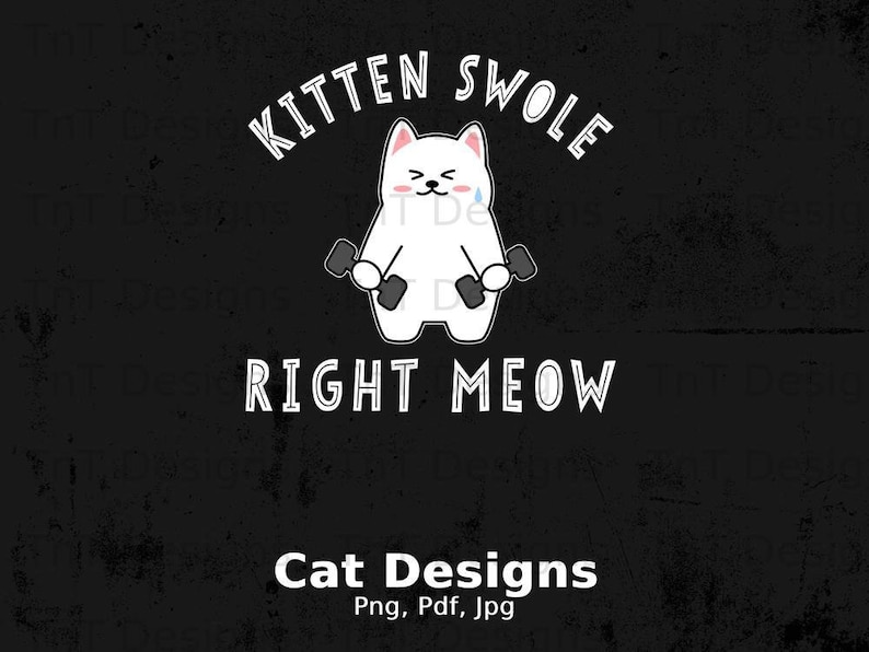 Kitten Swole Right Meow, Digital Png File Instant Download, Funny ...
