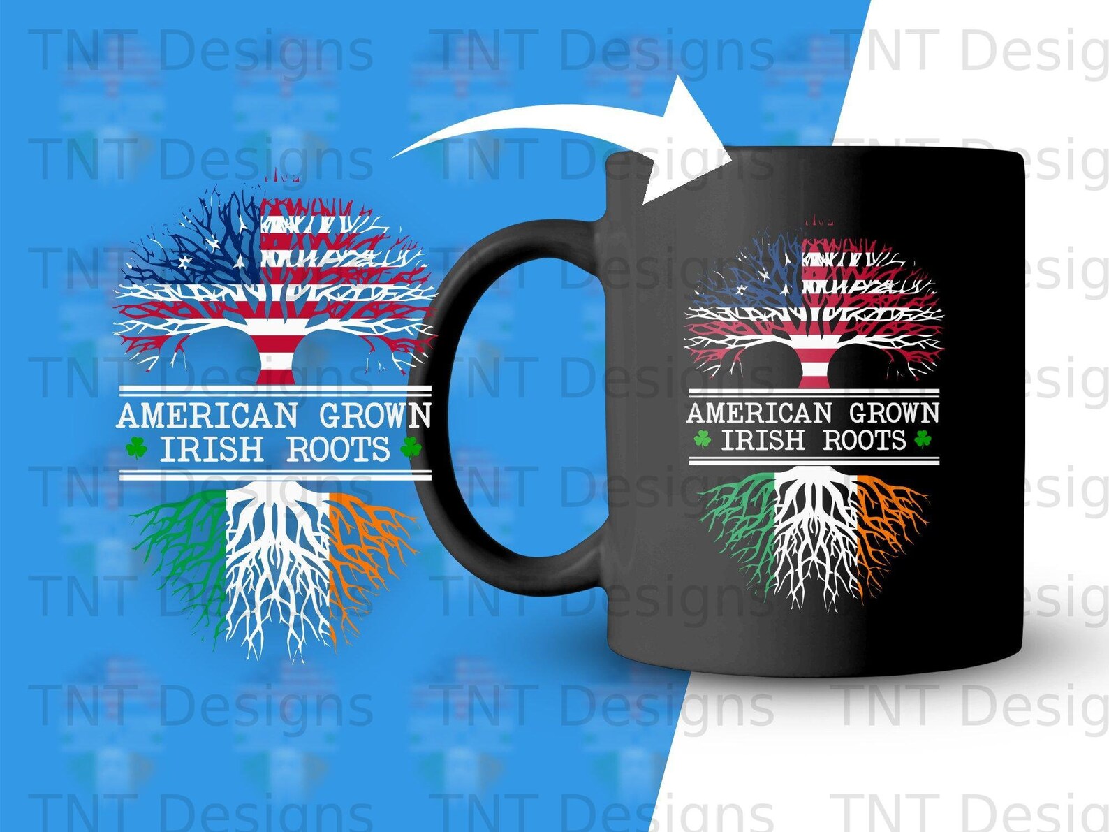American Grown Irish Roots US Flag Png Digital File Instant Download ...