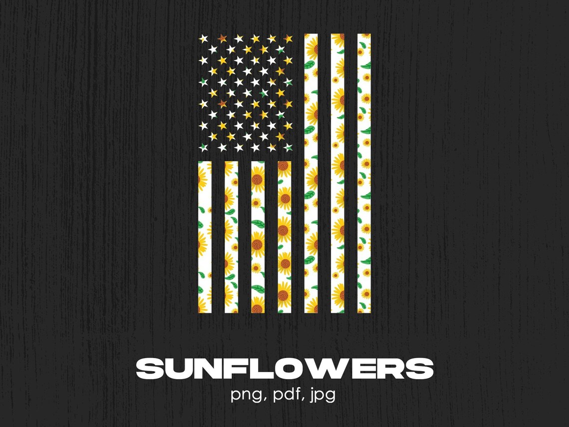 Sunflower American USA Flag Digital Png Design File for | Etsy