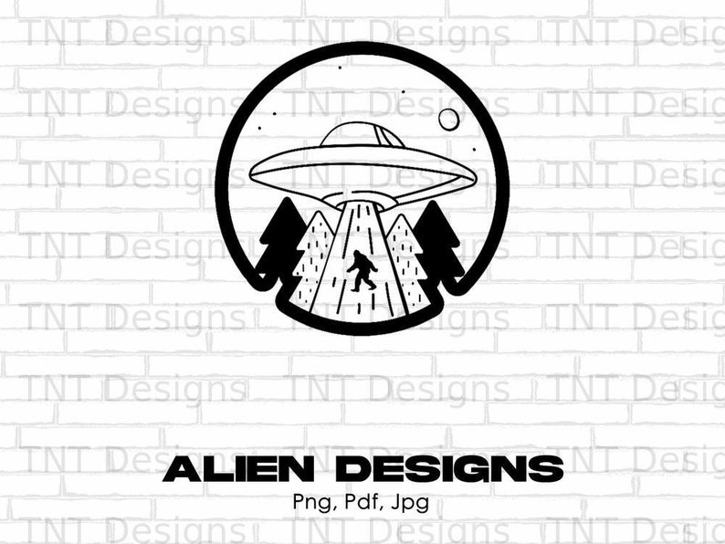 Bigfoot Alien Abduction Digital Png File Instant Download - Etsy