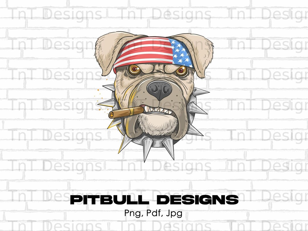 Cool Pitbull Dog USA Flag Bandana Digital Png File, Instant Download ...